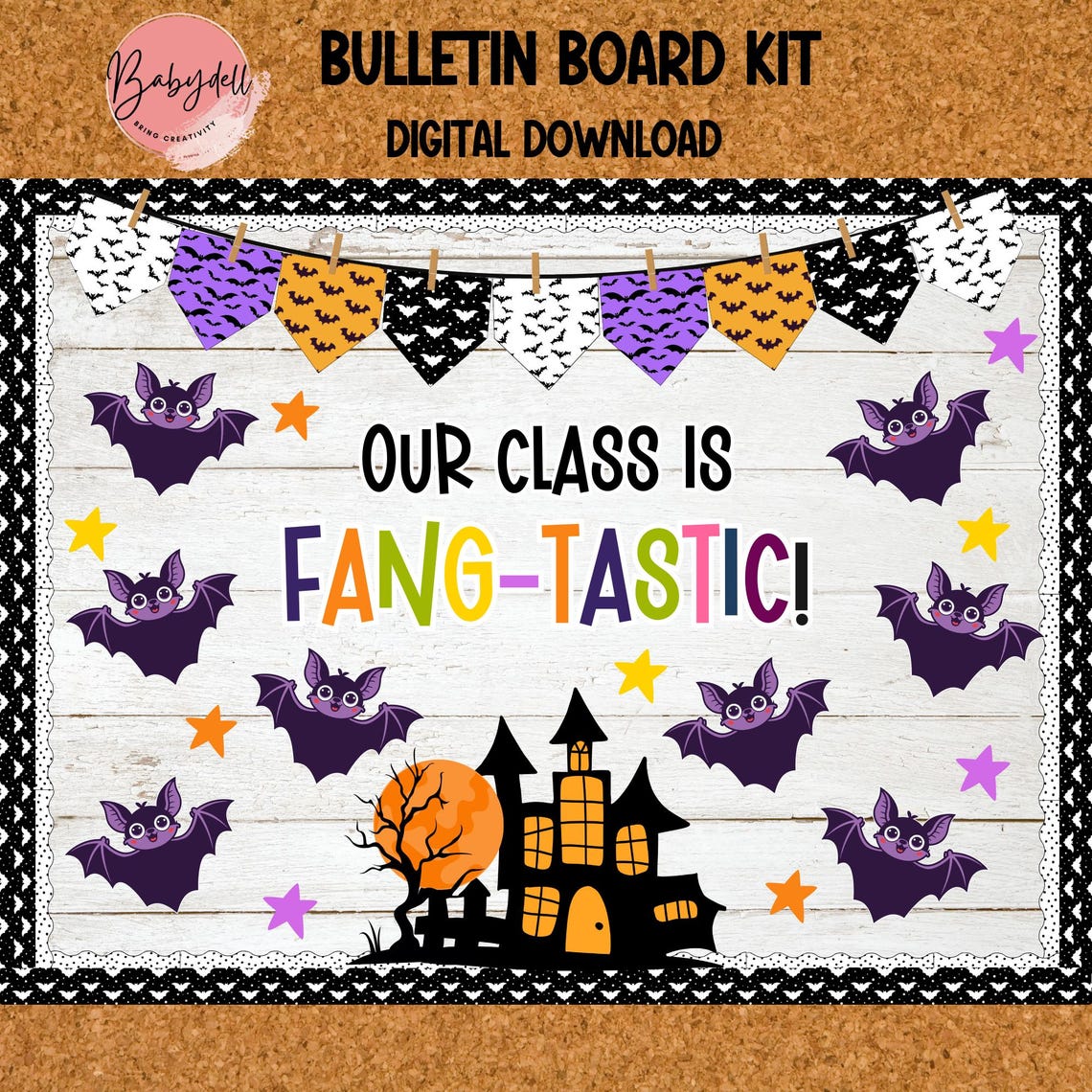 Bat Halloween Bulletin Board Kit: Editable Classroom Decor (digital ...