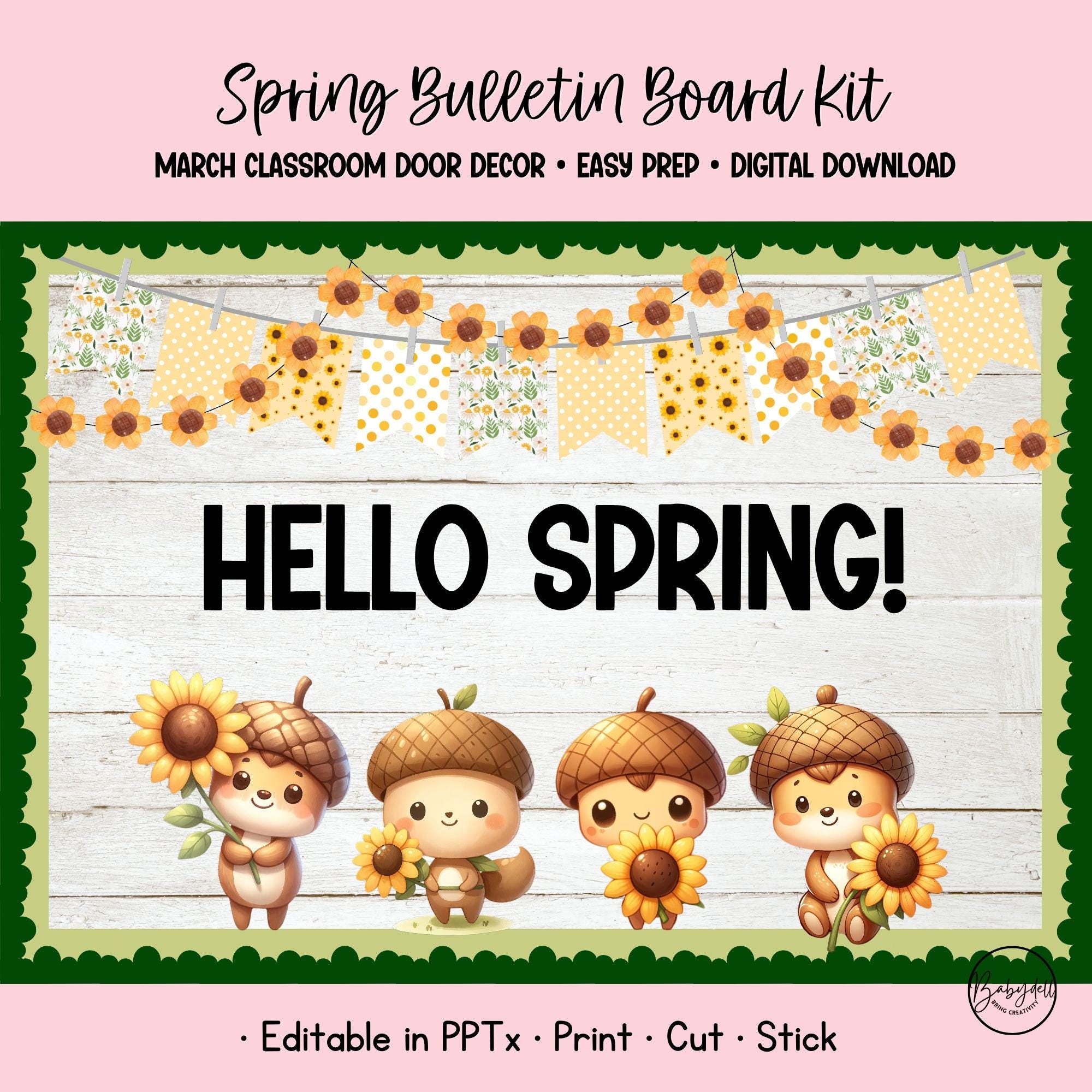 Spring Bulletin Board Kit With Acorns and Sunflowers for Classroom Door ...
