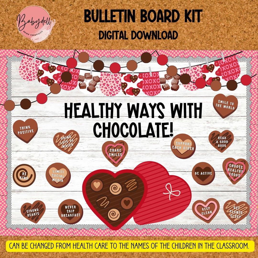 Valentine’s Day Bulletin Board | Healthy Habits Decor | February ...