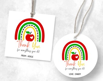 Editable Teacher Appreciation Week Gift Tags Thank You Teacher Gift Tag ...