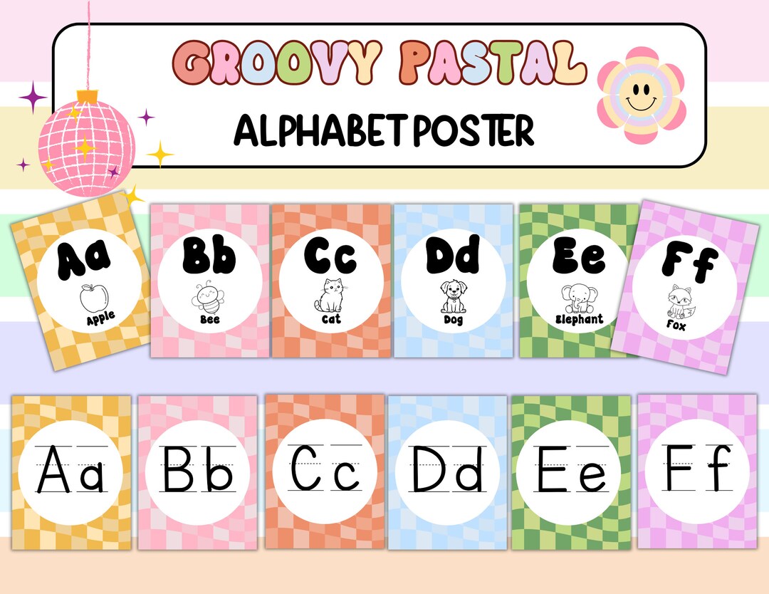 Pastel Groovy Alphabet Posters for Classroom - A-Z Affirmation Poster ...