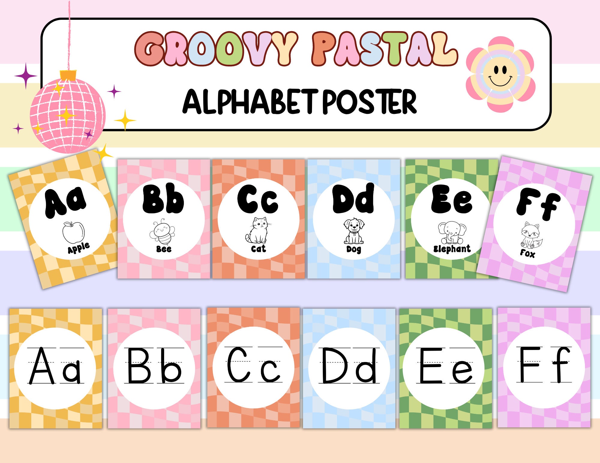 Pastel Groovy Alphabet Posters for Classroom A-Z Affirmation Poster, 8 ...