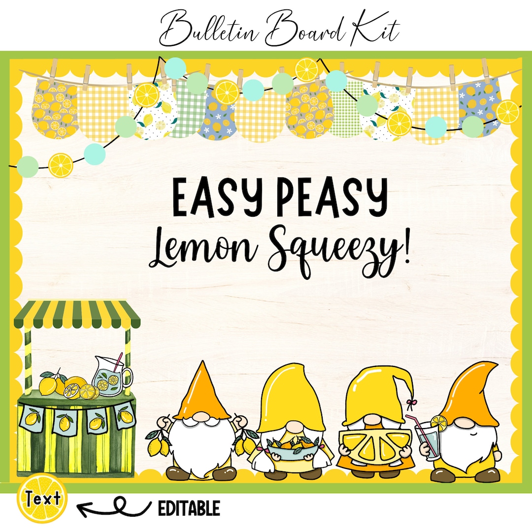 Lemon Gnome Summer Bulletin Board Kit: Editable Classroom Decor - Etsy