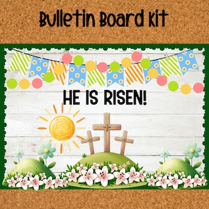 He is Risen Easter Bulletin Board Kit | Resurrection Classroom Door ...