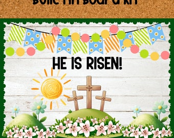 He is Risen Easter Bulletin Board Resurrection Classroom Door Decor ...