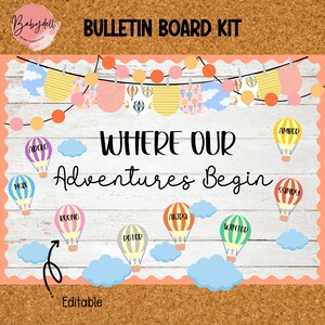 Hot Air Balloon Back to School Bulletin Board Kit - Printable Editable ...