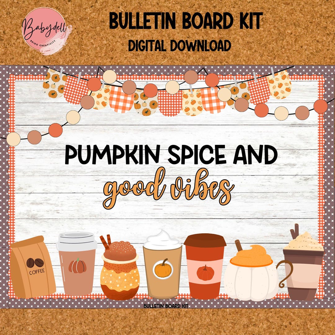 Pumpkin Spice Coffee Fall Bulletin Board Kit | Thanksgiving Classroom ...