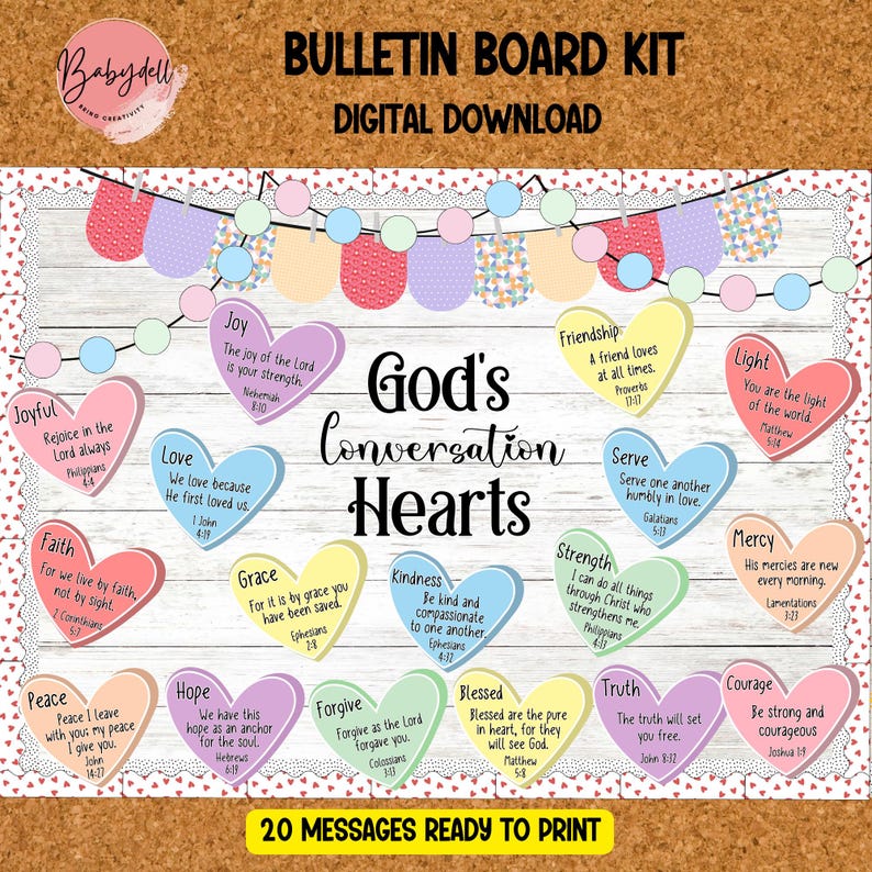 God's Conversation Hearts Bulletin Board Kit: Christian Classroom Decor ...