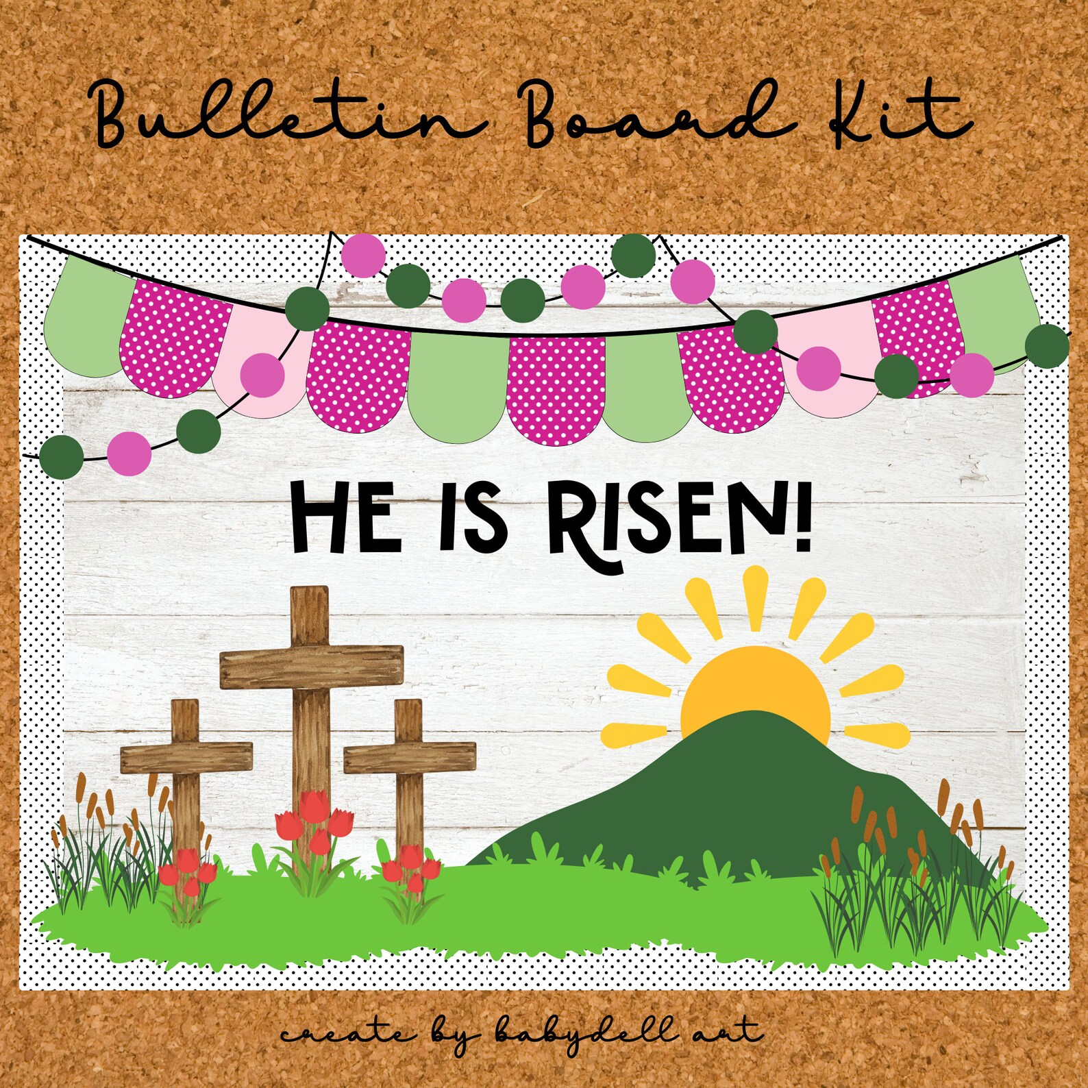 He is Risen Bulletin Board Kit: Christian Easter Decor - Etsy