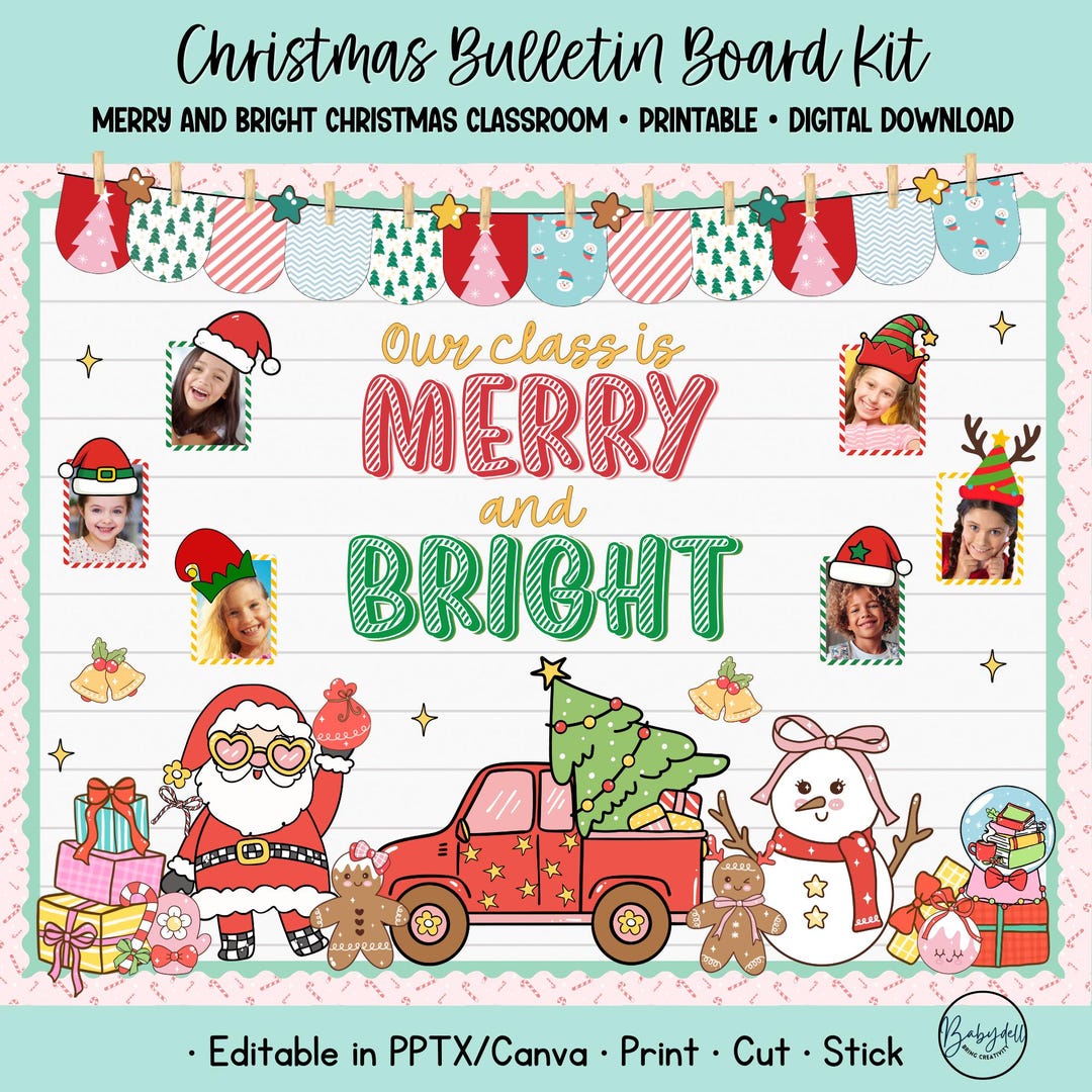 Editable Christmas Bulletin Board Kit for a Merry and Bright Classroom ...