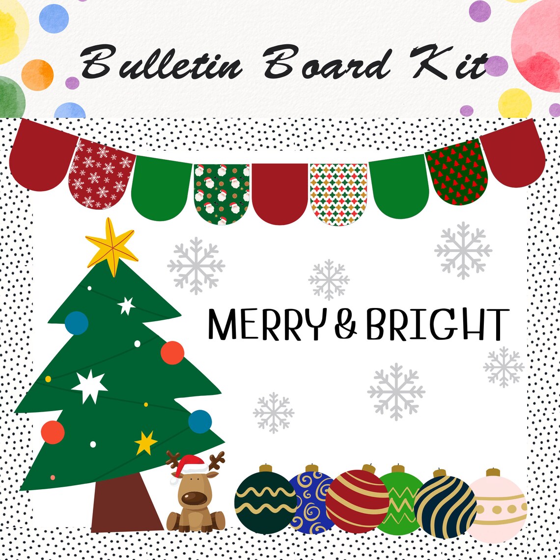 Merry Christmas Bulletin Board or Classroom Door Decor Easy - Etsy