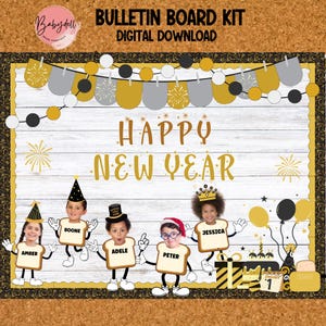 New Year Bulletin Board Kit | Toast to a New Year 2025 | Classroom ...