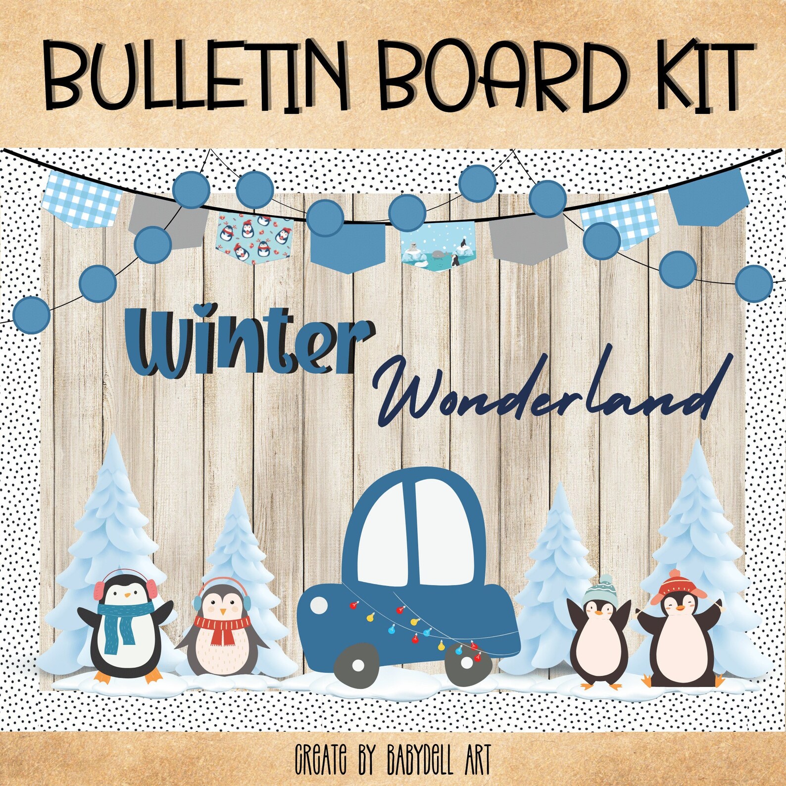 Merry Christmas Winter Bulletin Board Door Decor Happy Holiday or ...