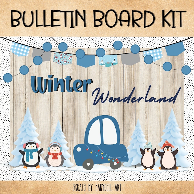 Merry Christmas Winter Bulletin Board Door Decor Happy Holiday or ...