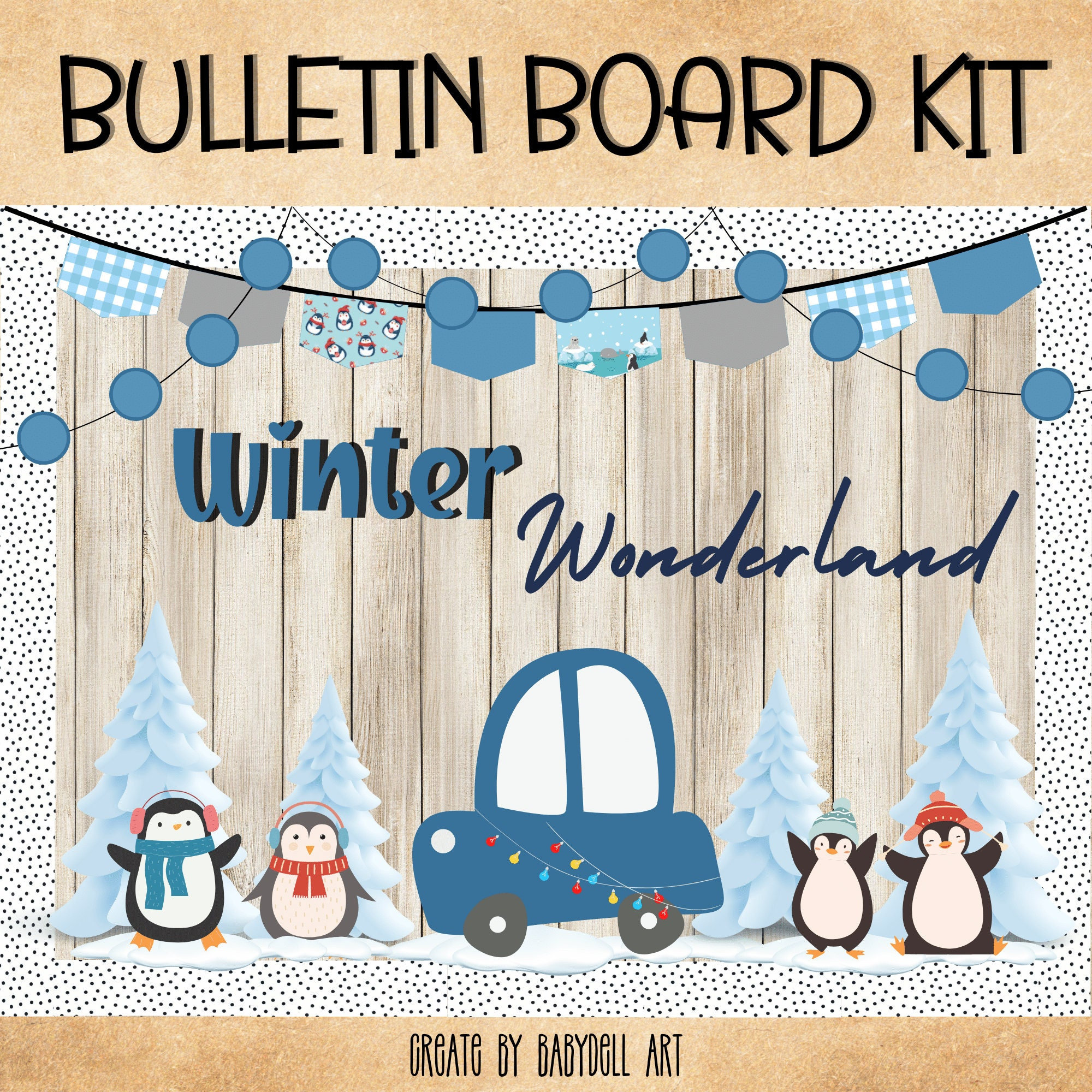 Merry Christmas Winter Bulletin Board Door Decor Happy Holiday or ...