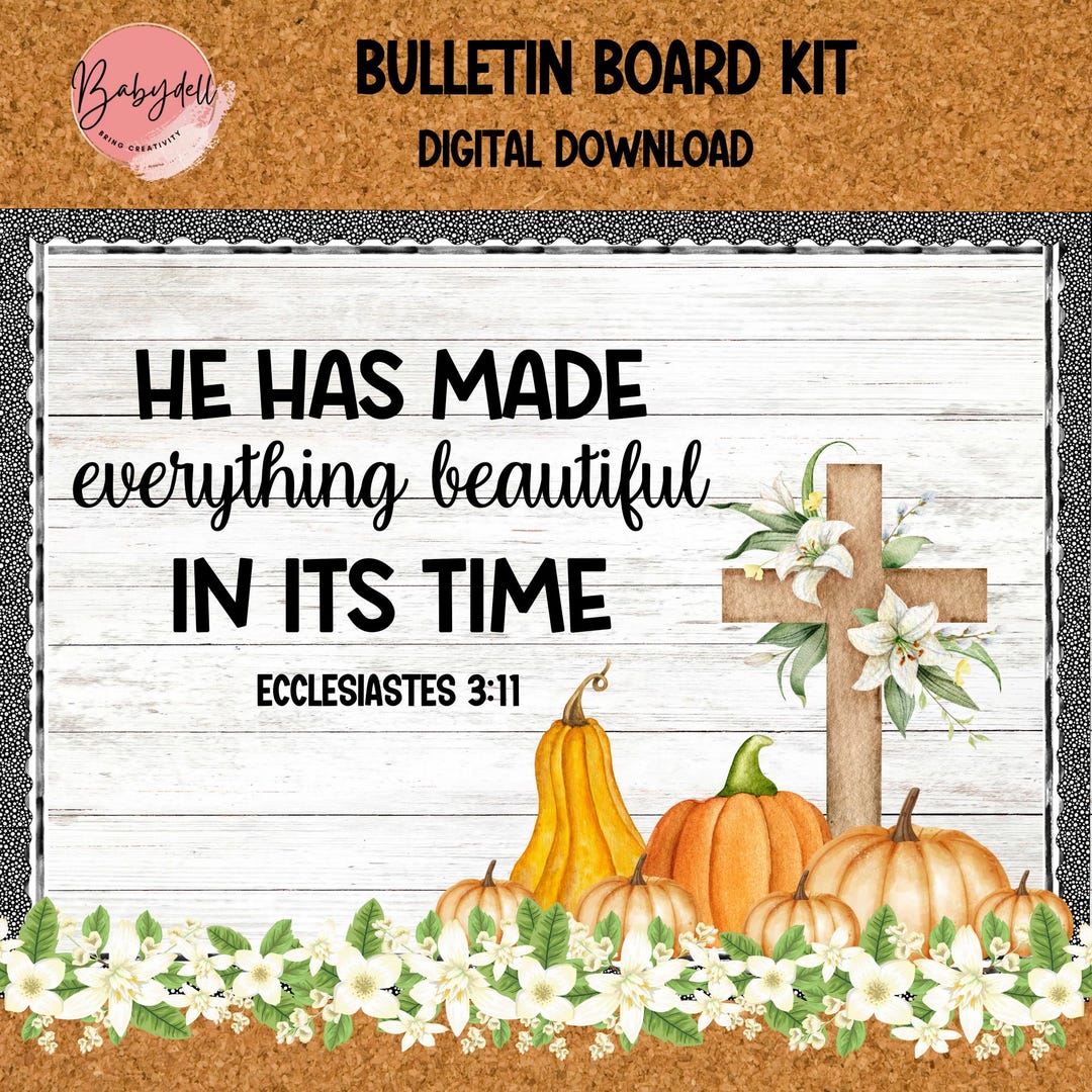 Christian Fall Bulletin Board Kit: Thankful, Grateful, Blessed (PNG ...
