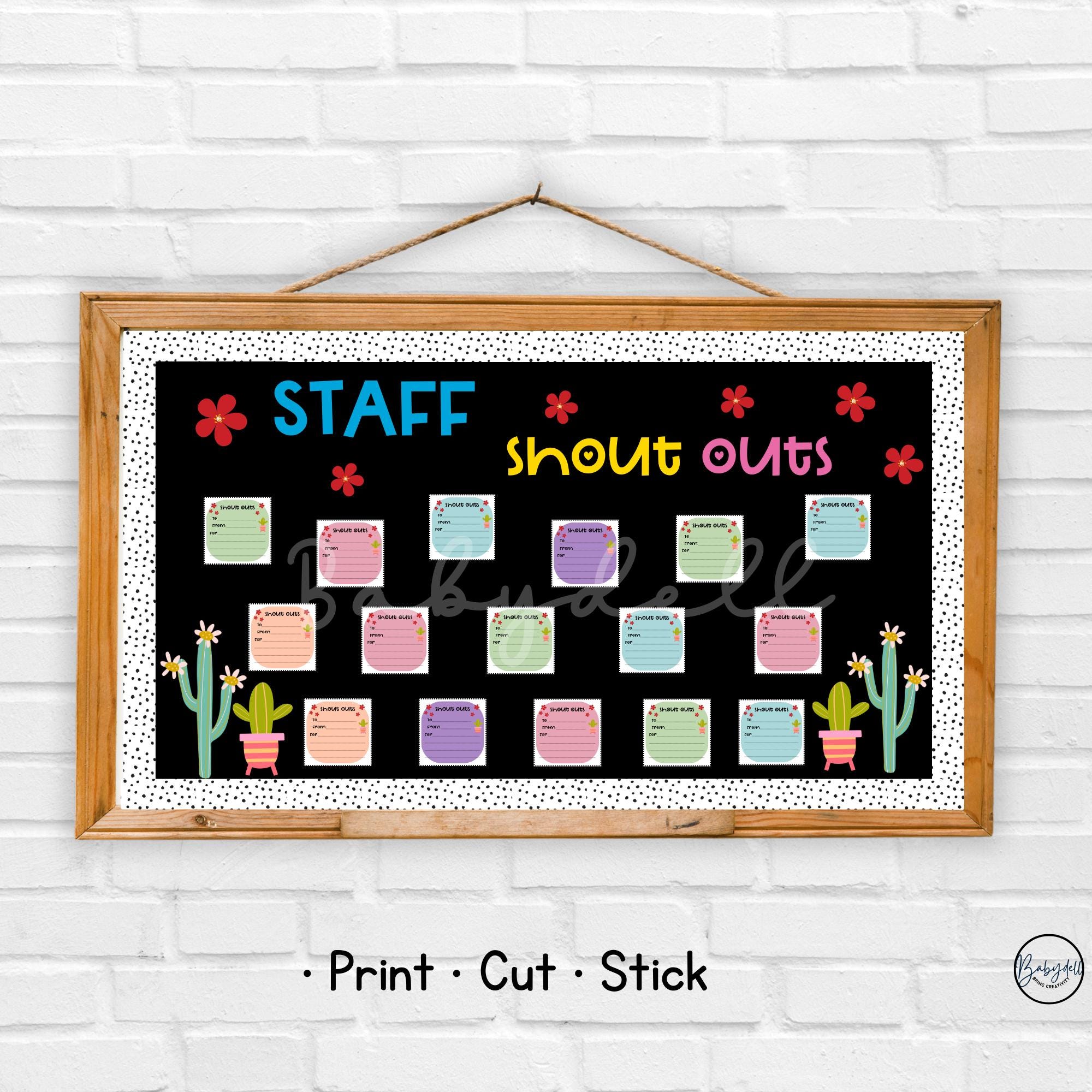 Staff Shout Out Bulletin Board Kit: Cactus Theme Employee Appreciation ...