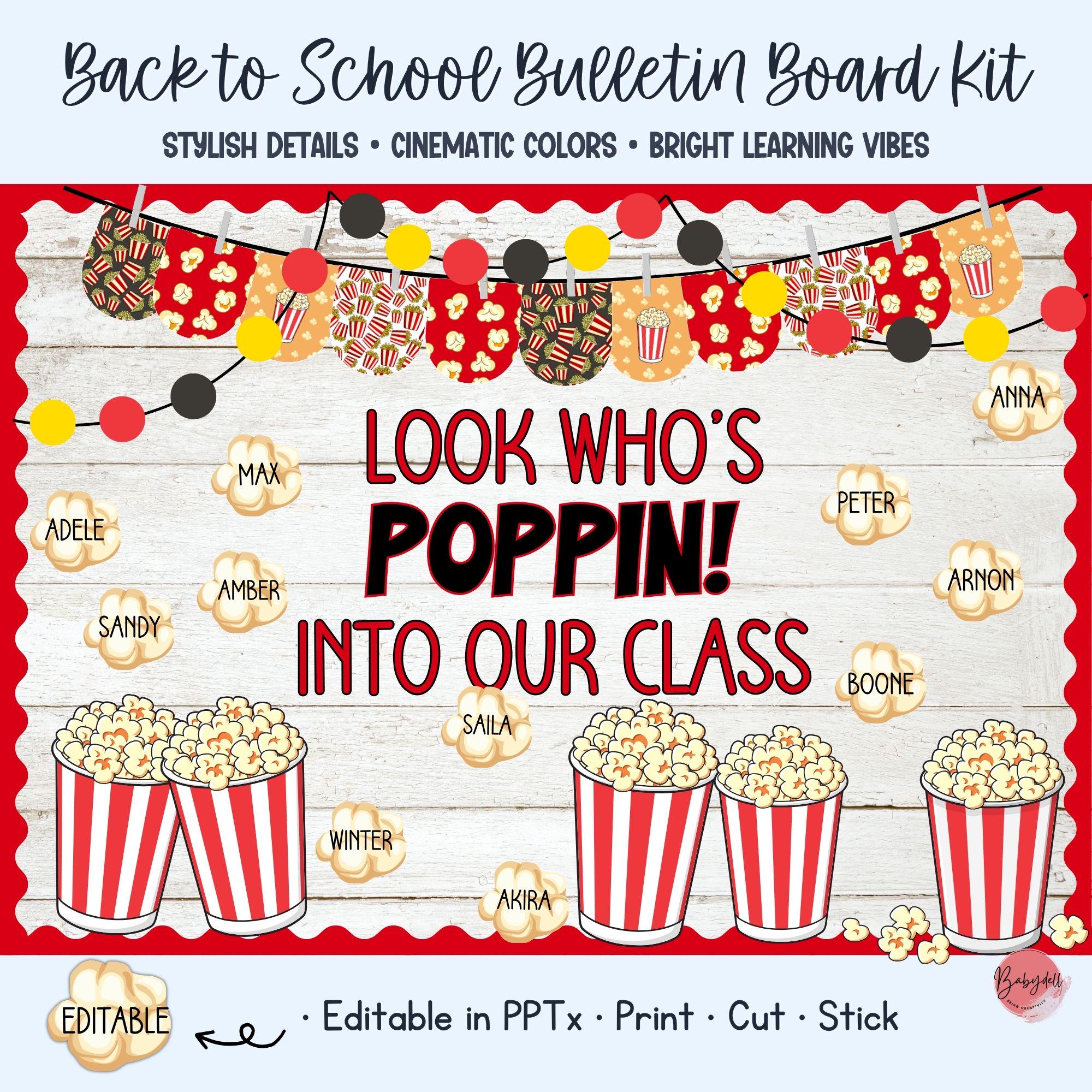 Popcorn Bulletin Board Kit for Back to School Classroom Decor and Fun ...