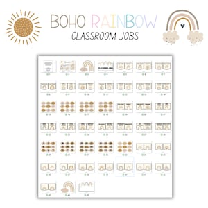 Boho Rainbow Classroom Jobs Display | Editable Job Chart for Students ...