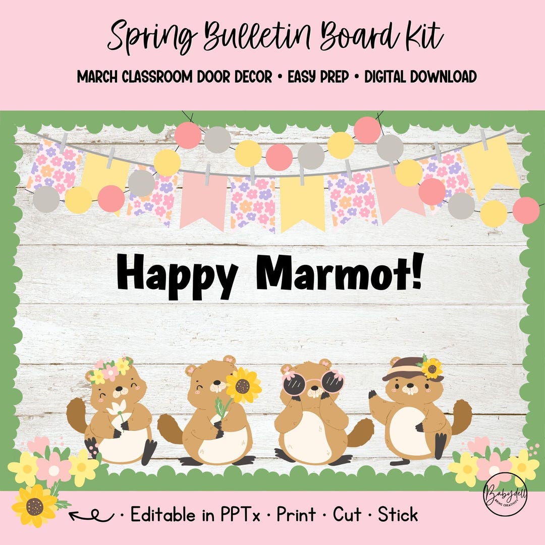 Happy Marmot Spring Bulletin Board Kit | Animal Classroom Door Decor ...