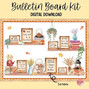 Fall Classroom Bulletin Board Kit: Motivational Bookshelf Decor - Etsy