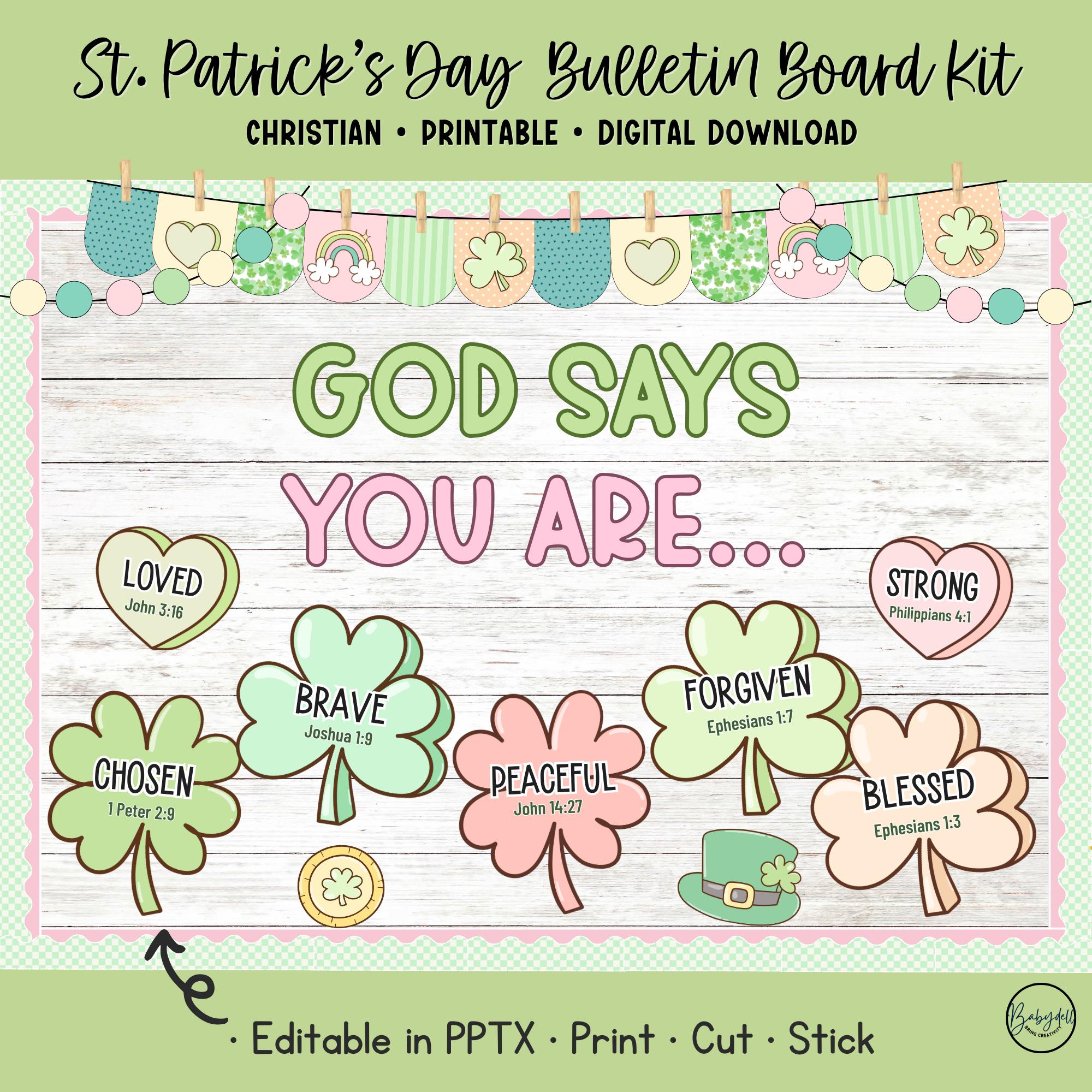 Christian Bulletin Board St Patricks Day Kit God Says You Are Bible ...