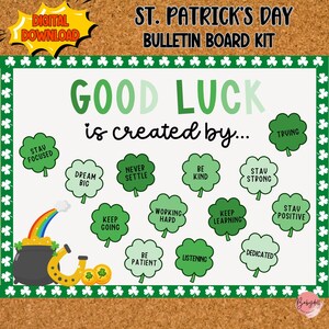 St. Patrick’s Day Bulletin Board | Motivational Shamrock Decor | Good ...