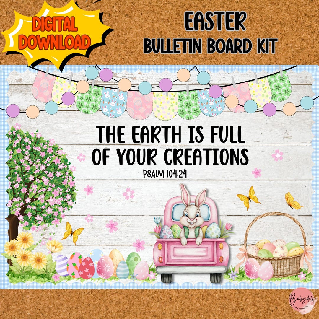 Christian Easter Bulletin Board Kit | Bible Verse Classroom Decor ...