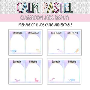 Calm Pastel Classroom Jobs Chart: Editable Student Display (digital ...