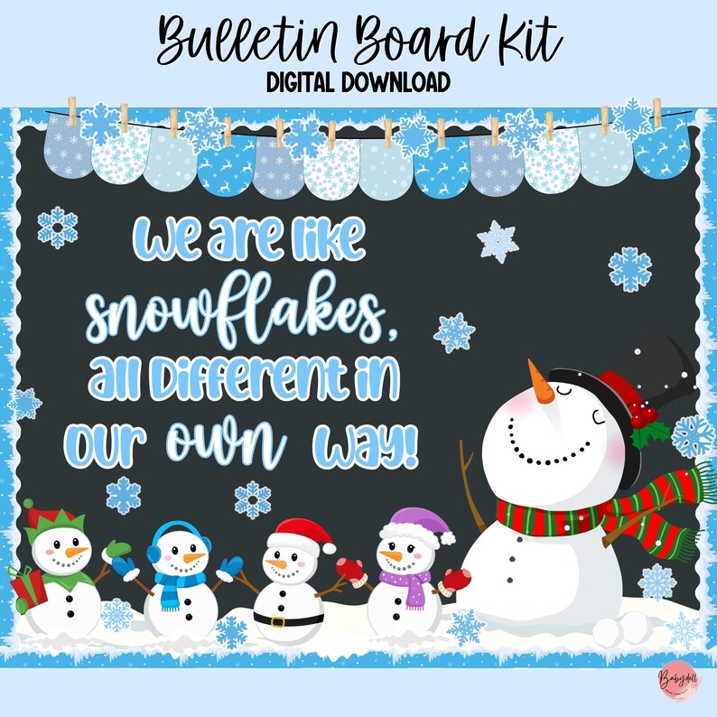 Winter Bulletin Board Kit With 'we Are Like Snowflakes' Inclusive Quote ...
