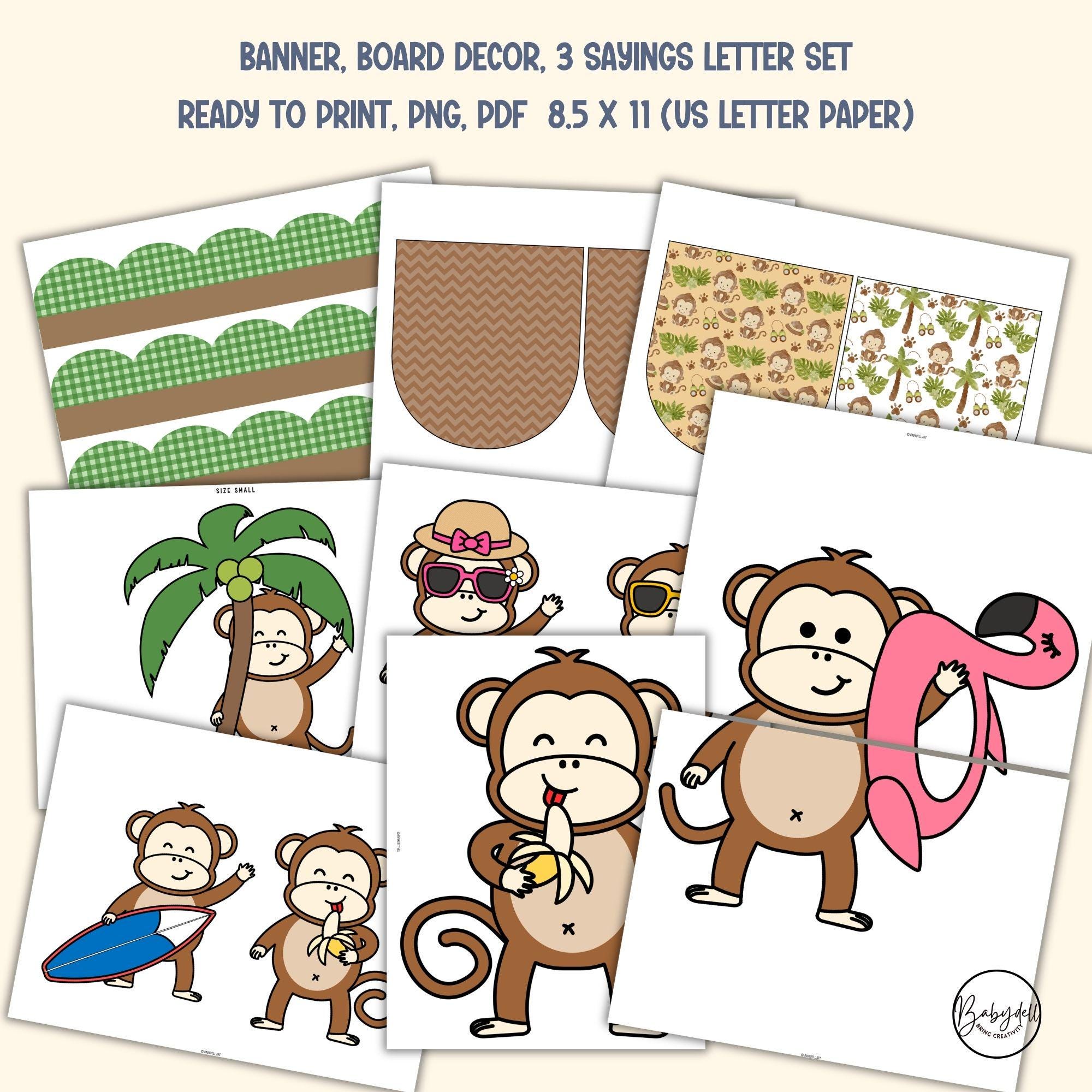 Monkey Summer Bulletin Board Kit for Elementary Classroom Jungle Decor ...