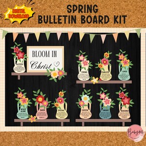 Bloom in Christ Spring Bulletin Board Kit With Bible Verses for ...