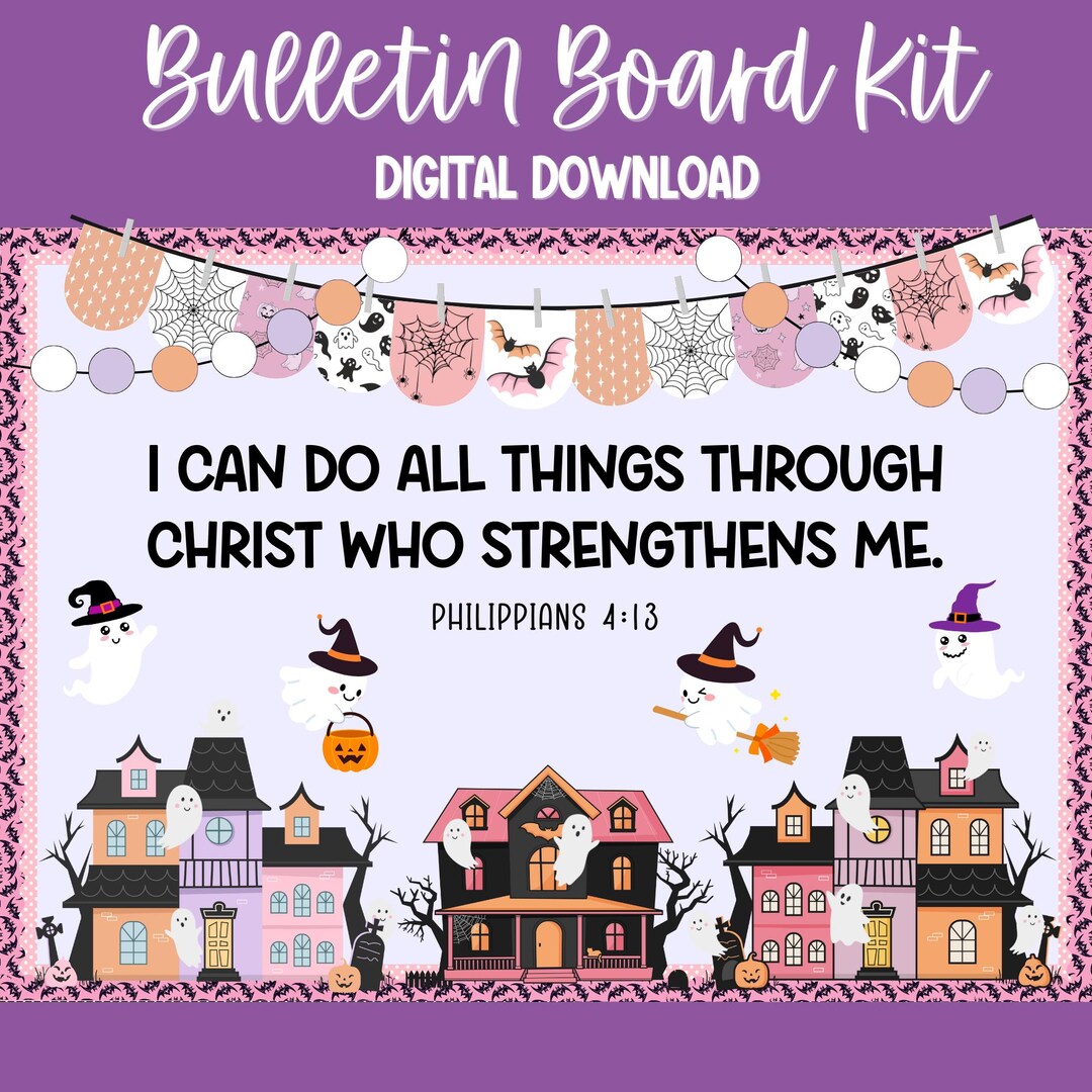 Christian Halloween Bulletin Board Kit With Bible Verse, Faith Based ...