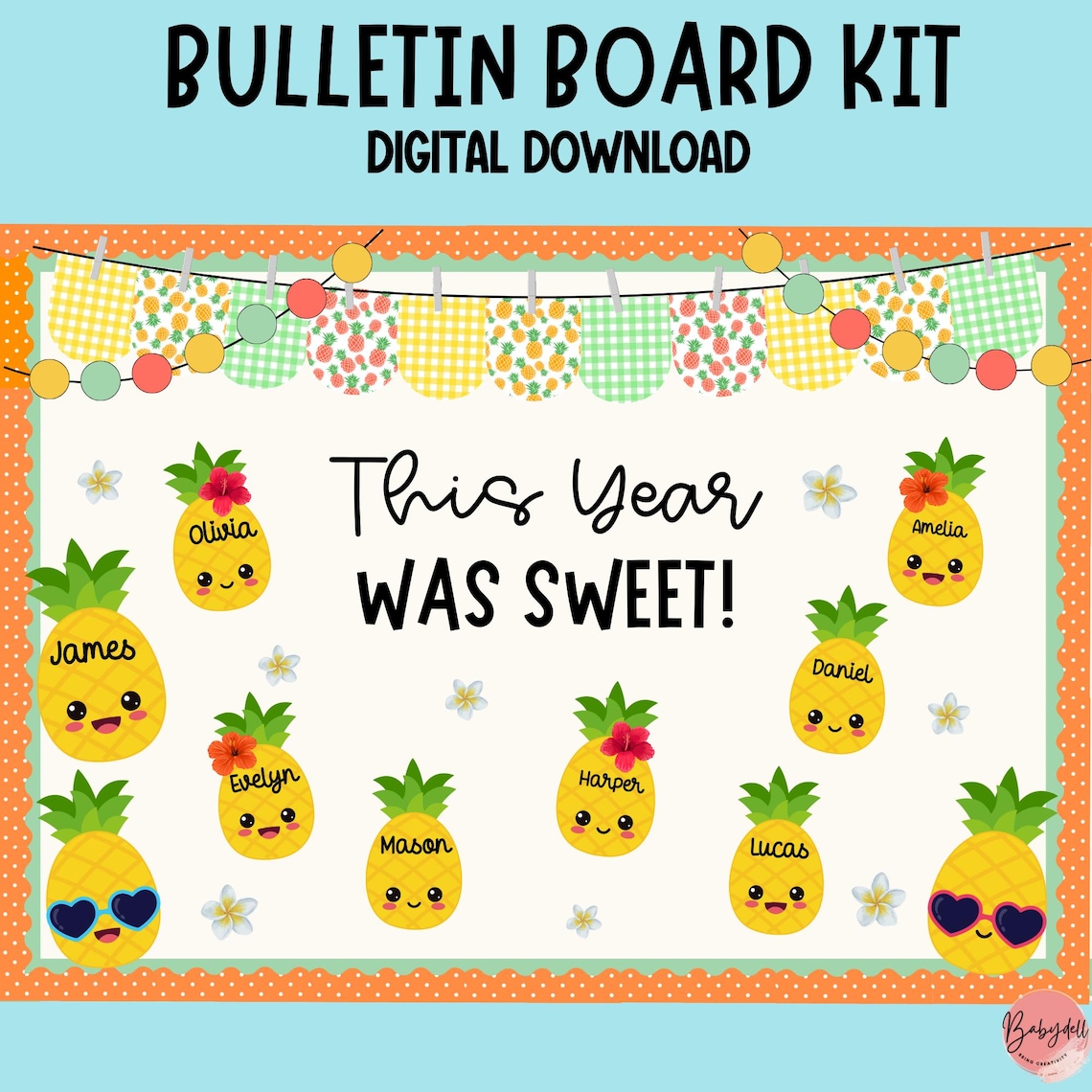 Pineapple Classroom Bulletin Board Kit: Summer Decor - Etsy