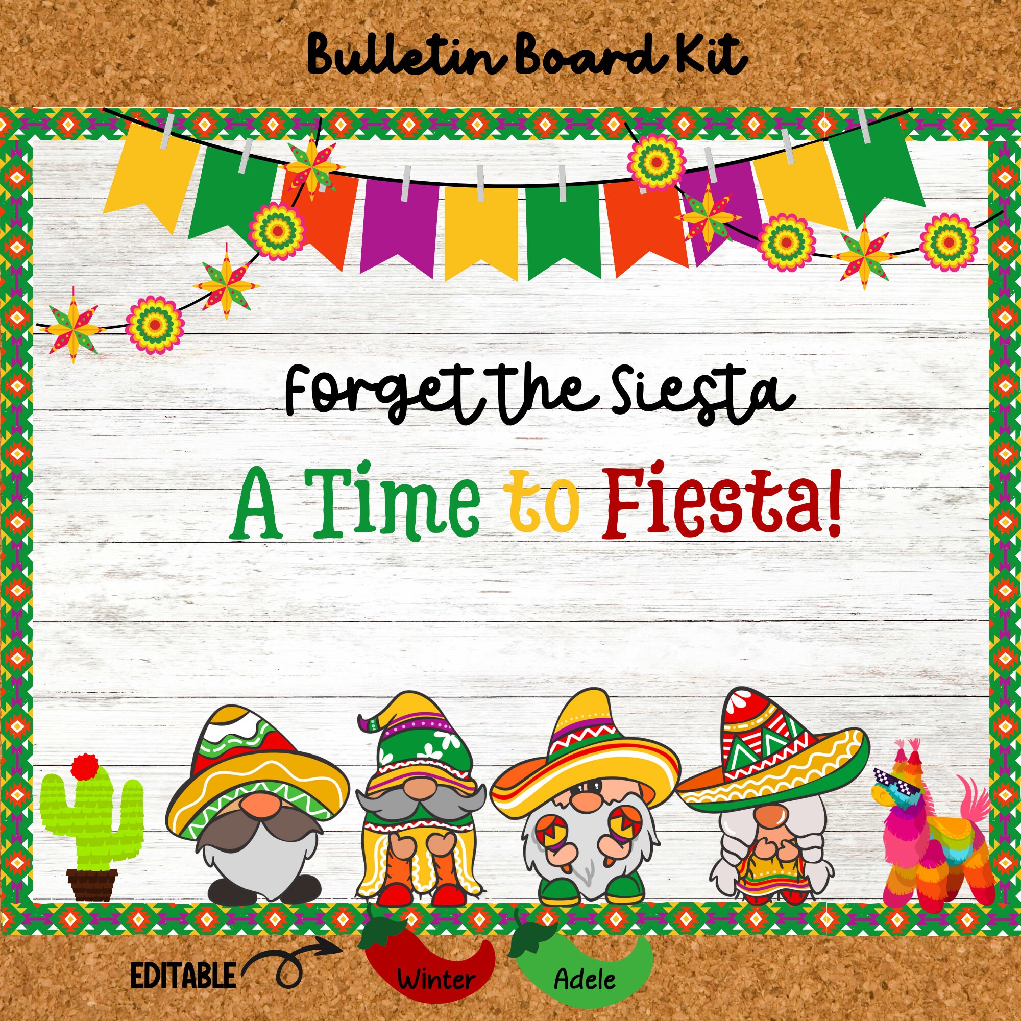 Gnomes Let's Fiesta This Cinco De Mayo Tropical Classroom Door ...