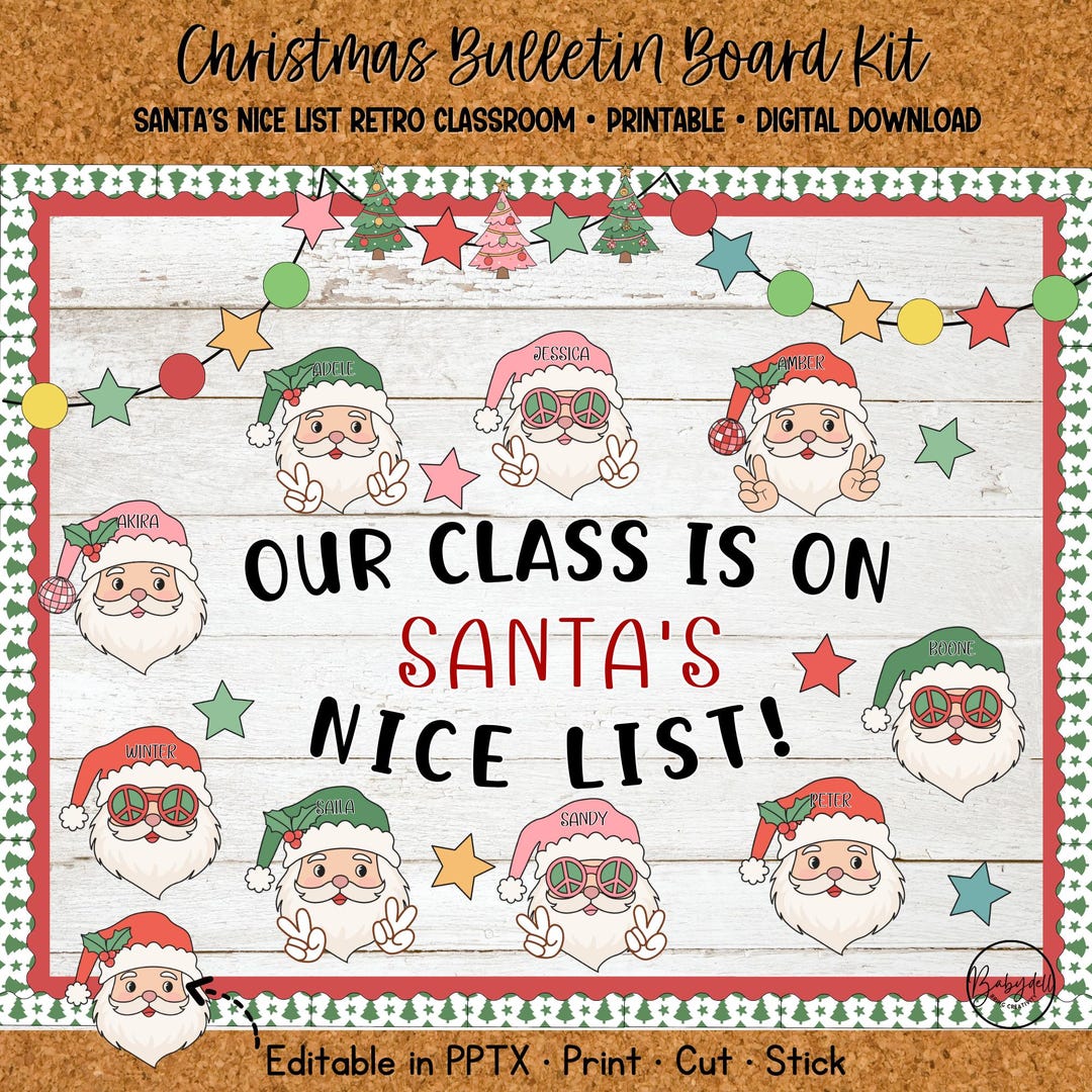 Groovy Santa Bulletin Board for an Editable Nice List Classroom - Etsy