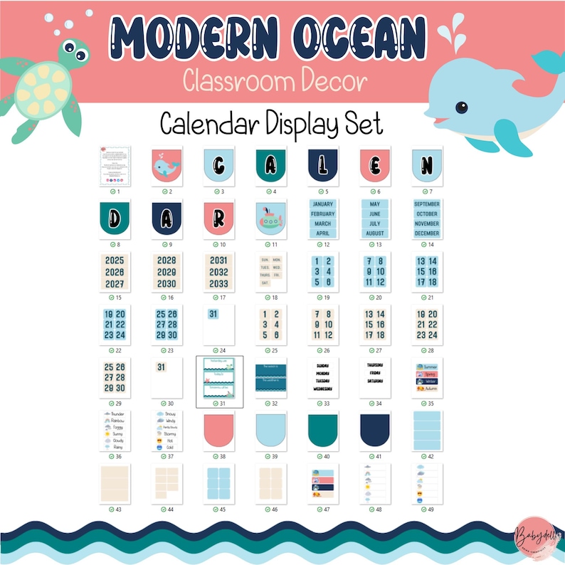 Ocean Classroom Calendar: Weather Display, Under the Sea Decor (digital ...