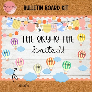 Hot Air Balloon Back to School Bulletin Board Kit - Printable Editable ...