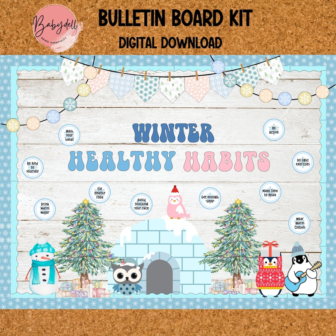 Winter Healthy Habits Bulletin Board Kit: Christmas Classroom Decor ...