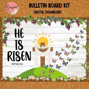 He Lives Easter Bulletin Board Kit Christian Classroom Decor Sunday ...