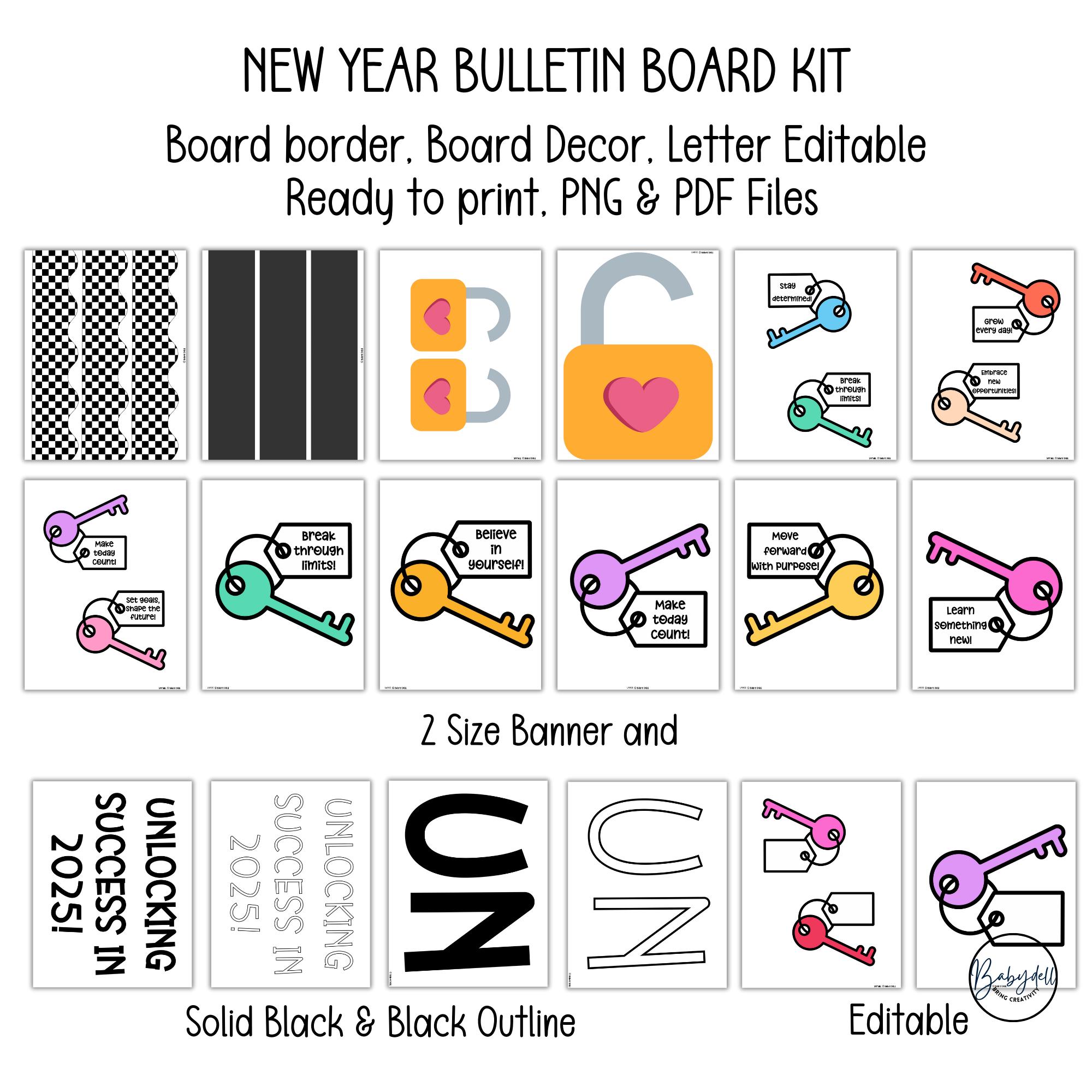 Motivational Bulletin Board Kit: New Year Classroom Decor (digital ...