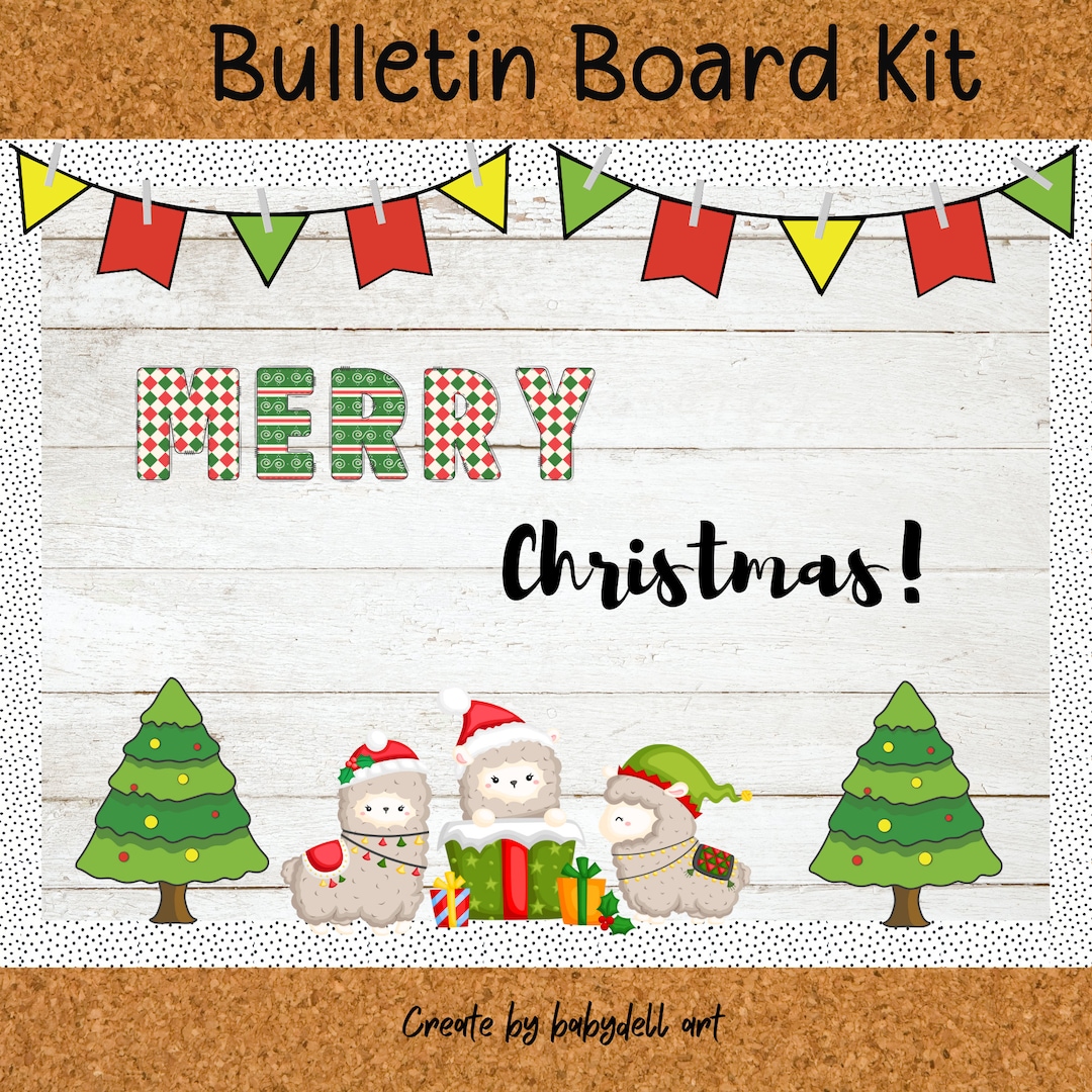 Merry Christmas Bulletin Board Kit Classroom Decor Door Decor Llama ...
