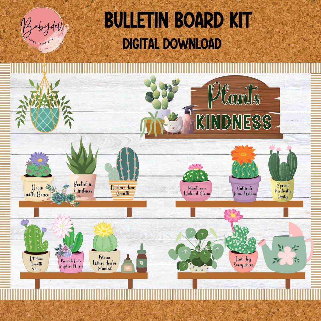 Cactus Classroom Bulletin Board: Plant of Kindness Decor (printable) - Etsy