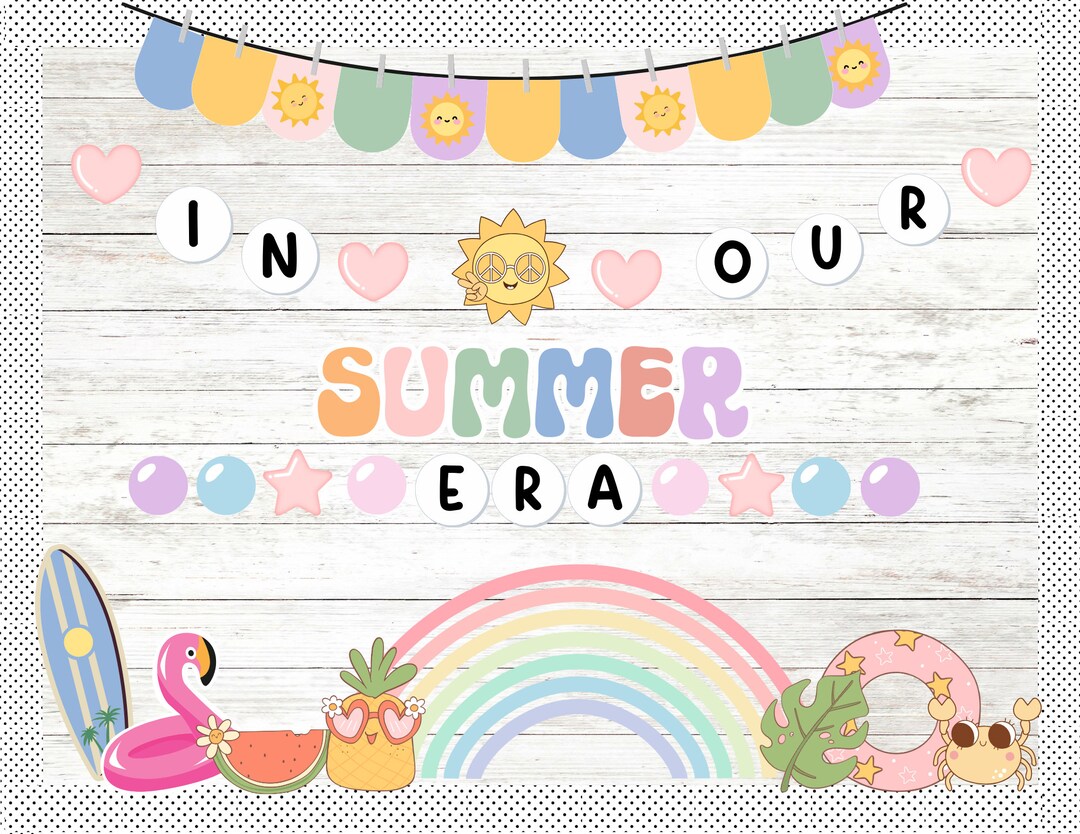 In Our Summer Era Summer Bulletin Board Groovy Pastel Classroom Decor ...