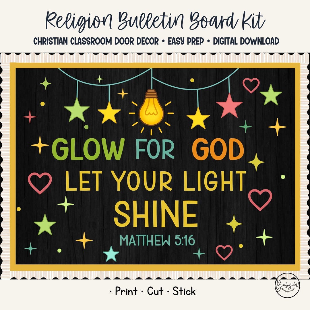 Christian Bulletin Board Kit Glow for God Sunday School Decor VBS ...