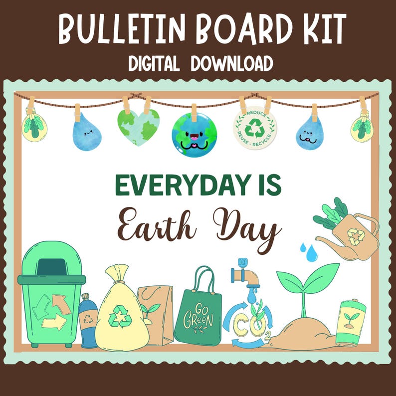 Earth Day Bulletin Board Kit: Recycle Theme Classroom Decor (digital ...