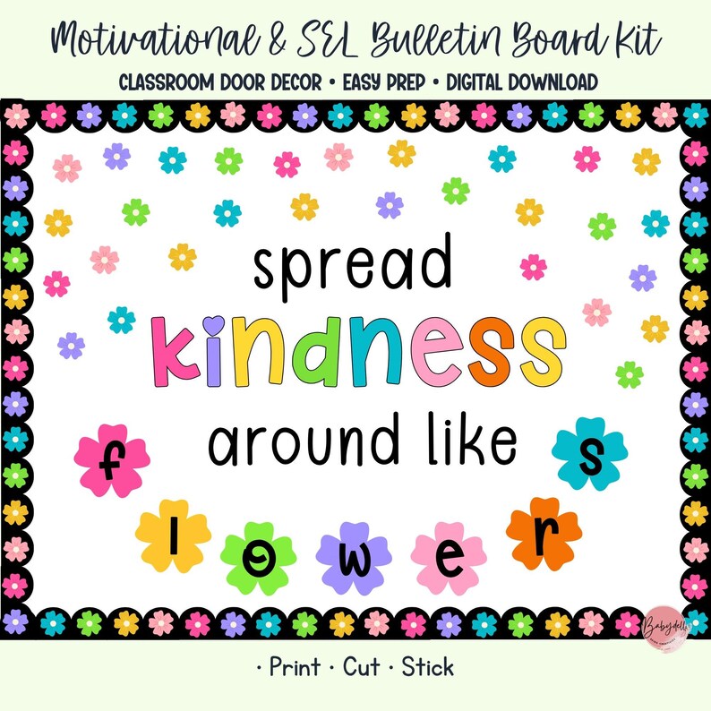 Spring Bulletin Board Kit Kindness Classroom Decor Flower Printable - Etsy