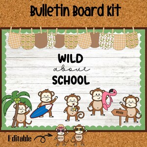 Summer Bulletin Board Kit Monkey Swinging Into a Summer Bulletin Board ...