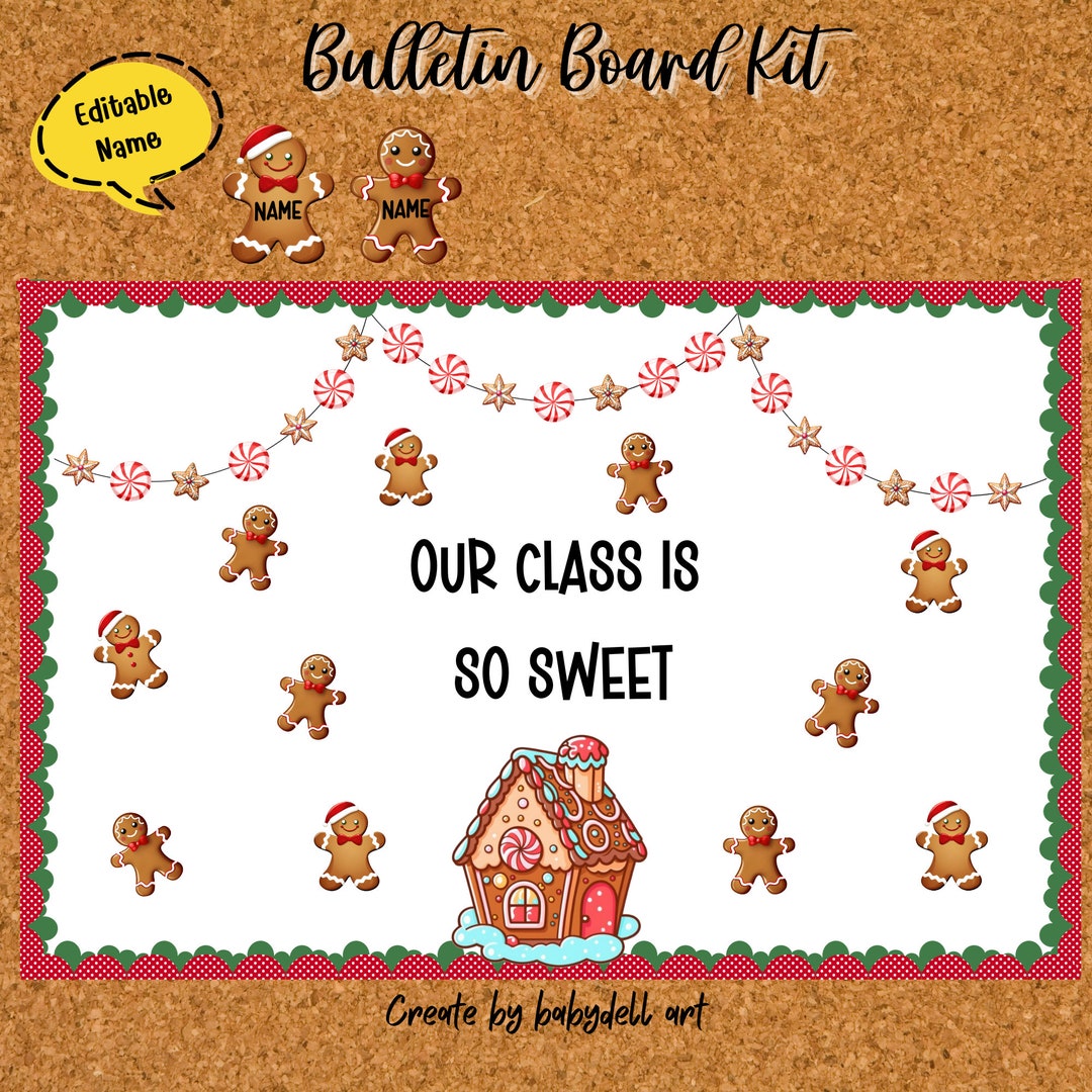 Gingerbread Christmas Bulletin Board Kit December Door Decor - Etsy