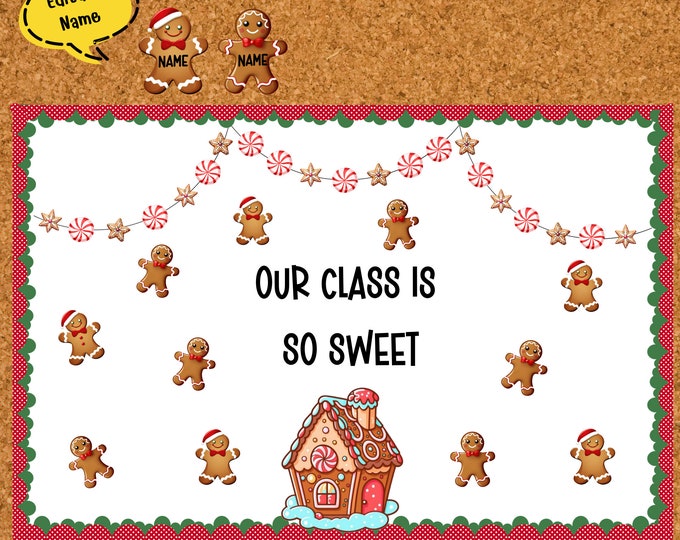 Christmas Gingerbread Man Bulletin Board Kit Gingerbread Christmas Door ...
